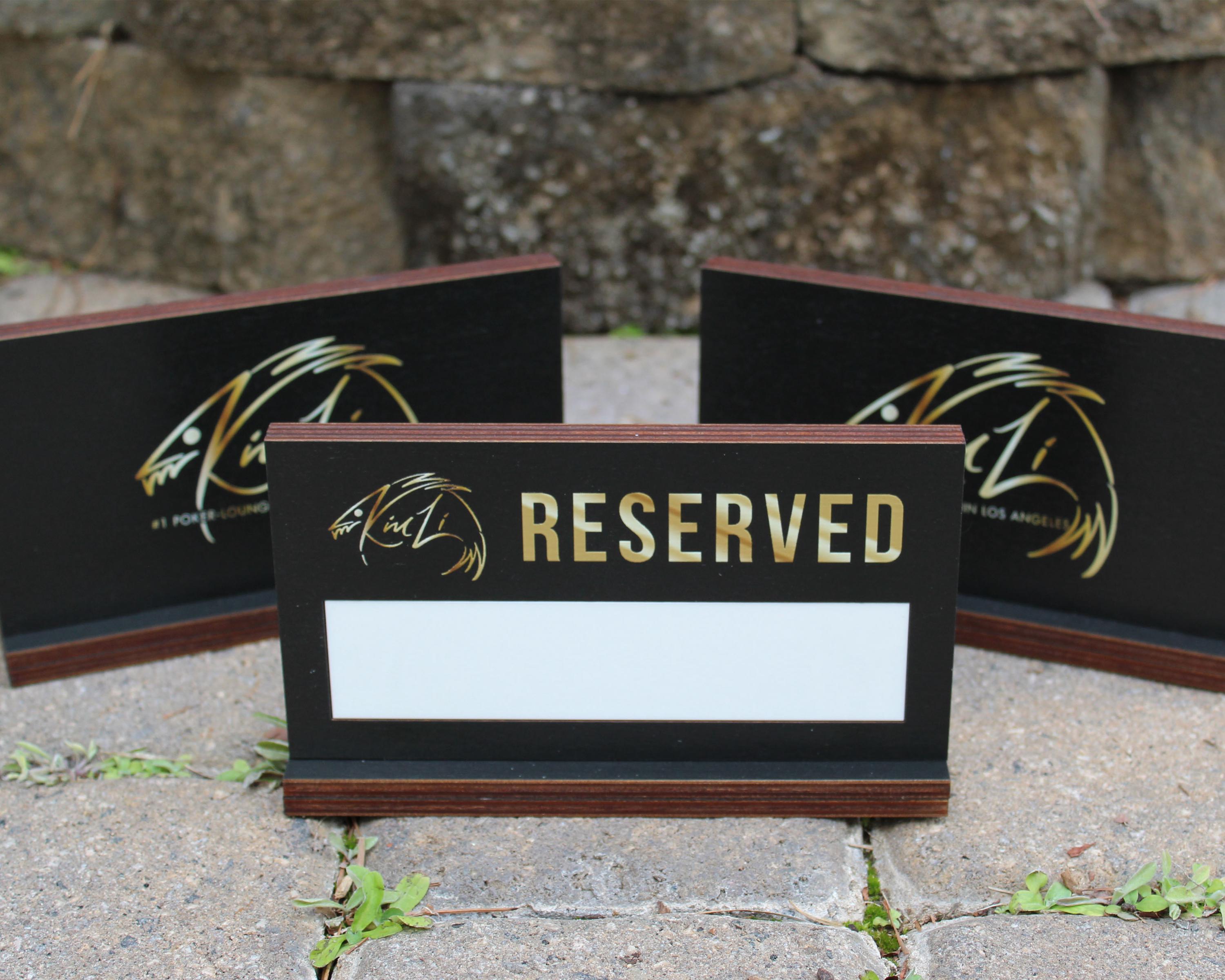 Black Stained Birch Table Reserved Sign | Custom Dry Erase Whiteboard ...