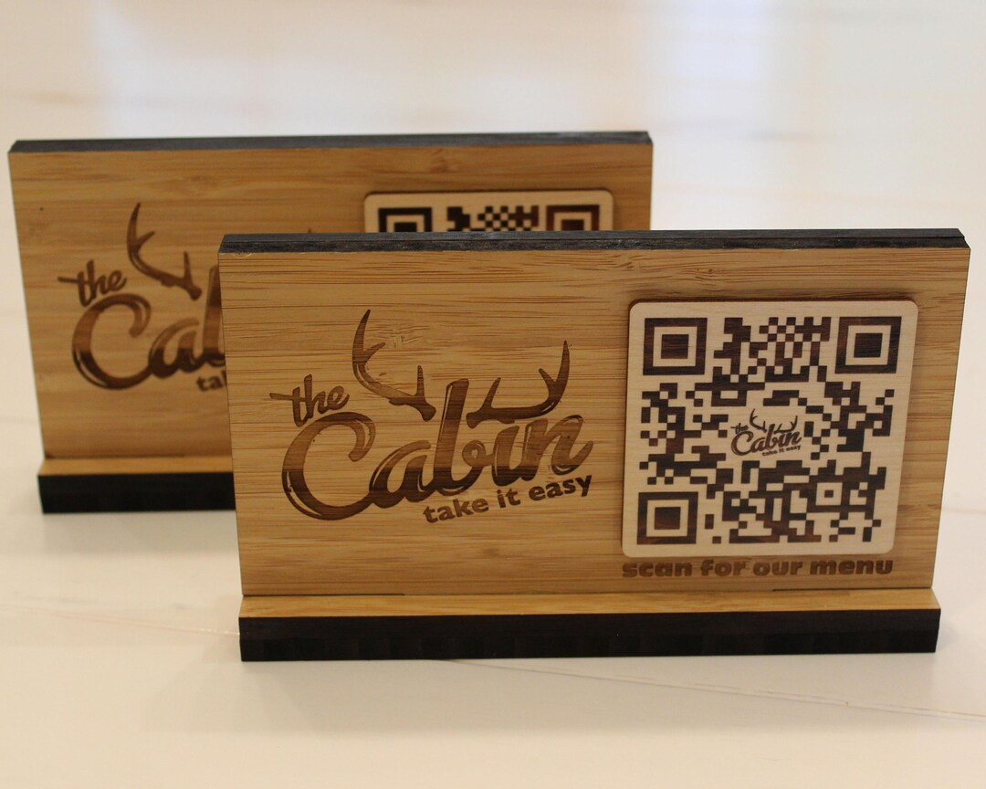 Scan for Menu - Tabletop QR Code in Bamboo | Custom Engraved Wooden ...