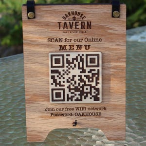 Table Sign QR Code SCAN for MENU | Custom Engraved Wooden Restaurant ...