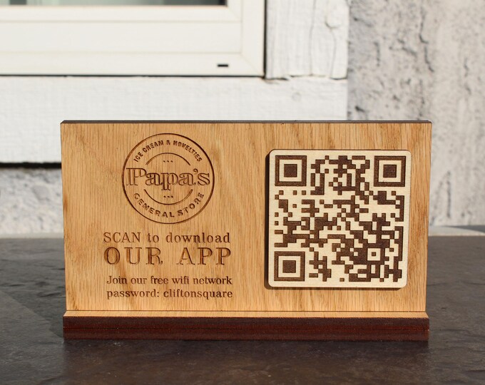 QR Code Menu Sign, Restaurant Menu, Wooden Table Menu, Scan for Menu ...