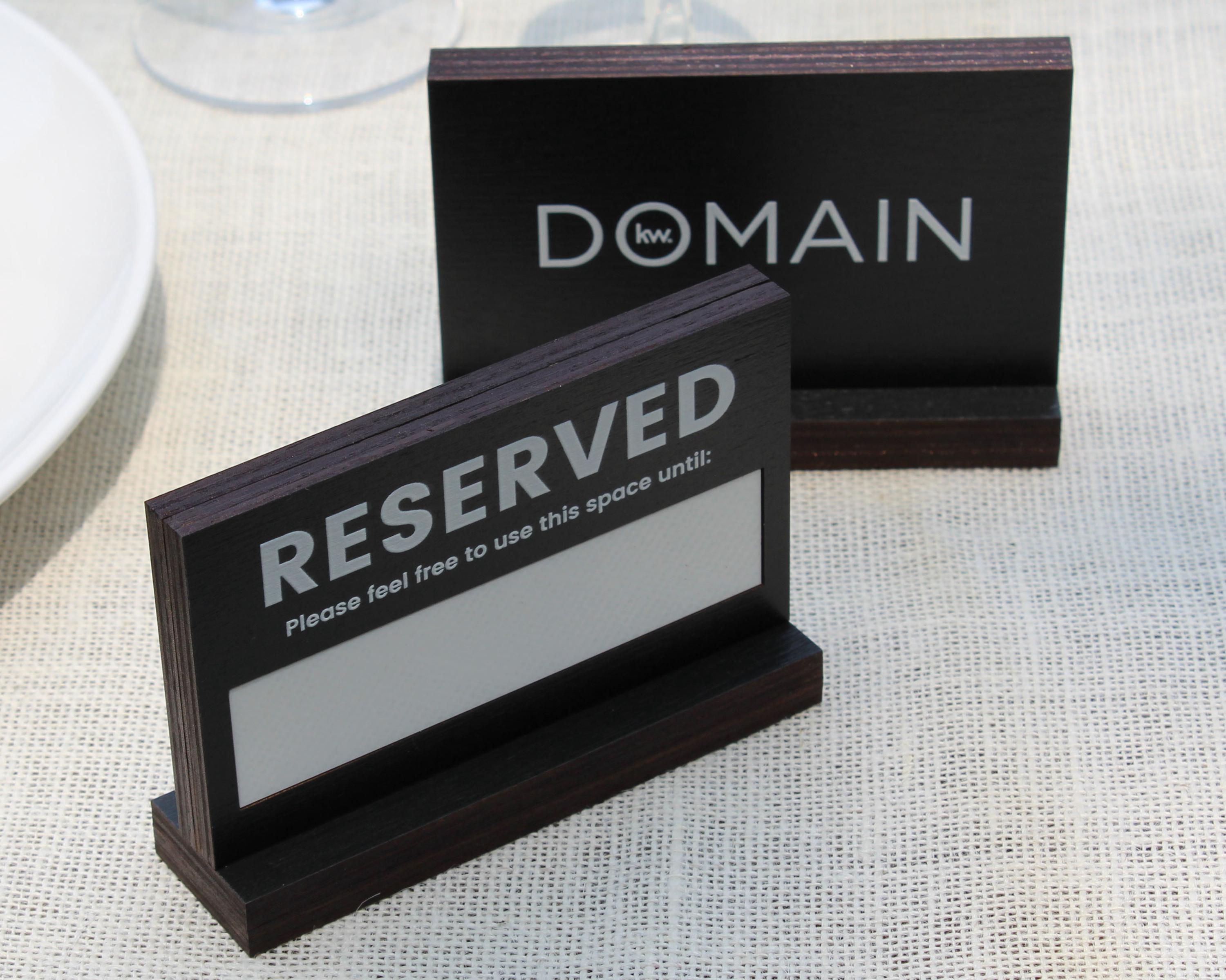 Black Stained Birch Table Reserved Sign | Custom Dry Erase Whiteboard ...