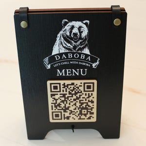 Table Sign QR Code SCAN for MENU | Custom Engraved Wooden Restaurant ...
