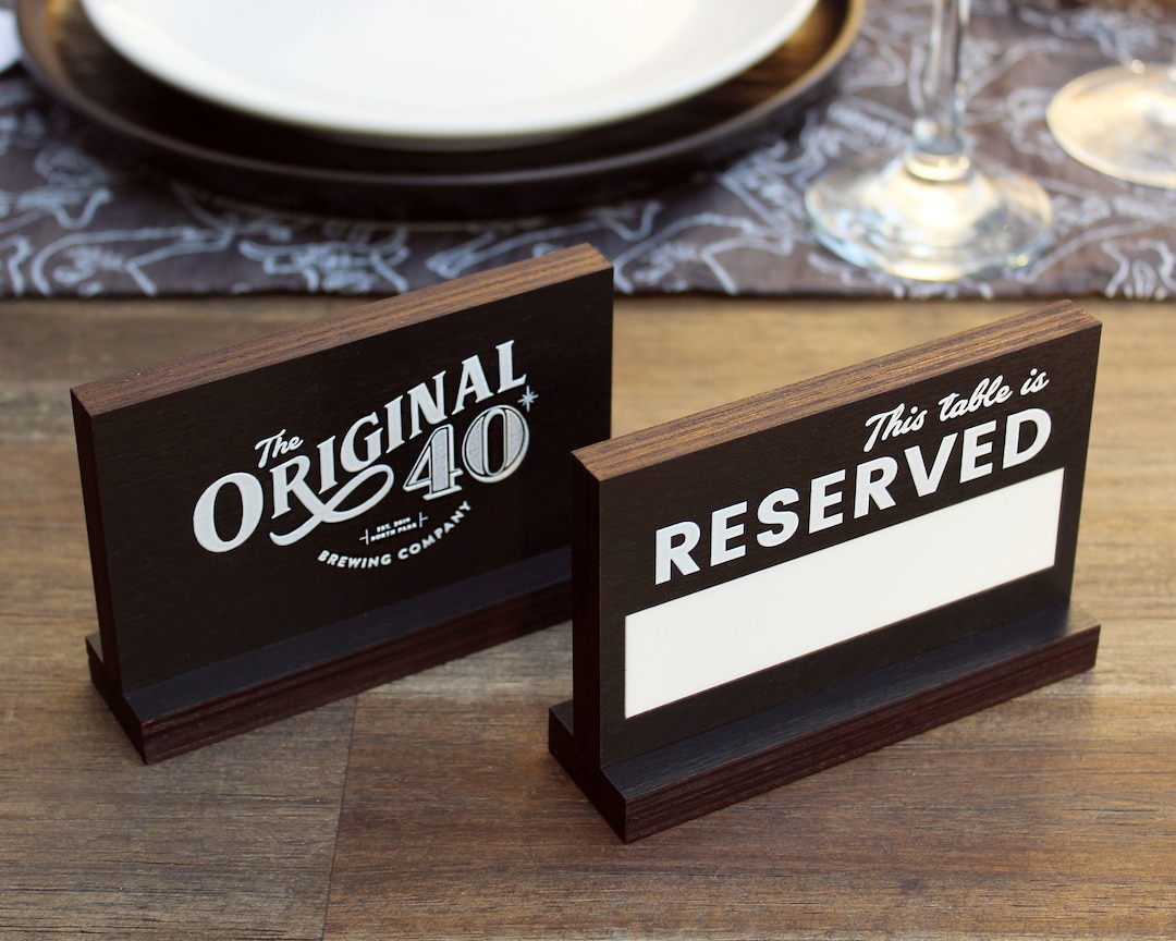 Black Stained Birch Table Reserved Sign | Custom Dry Erase Whiteboard ...