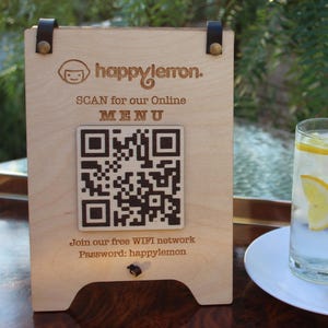 Table Sign QR Code SCAN for MENU | Custom Engraved Wooden Restaurant ...