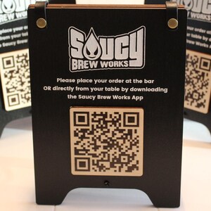 Table Sign QR Code SCAN for MENU | Custom Engraved Wooden Restaurant ...
