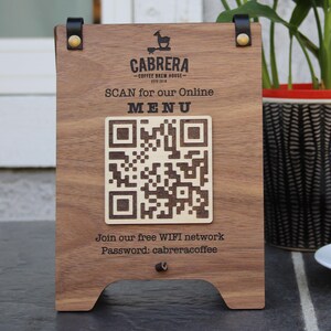 Table Sign QR Code SCAN for MENU | Custom Engraved Wooden Restaurant ...