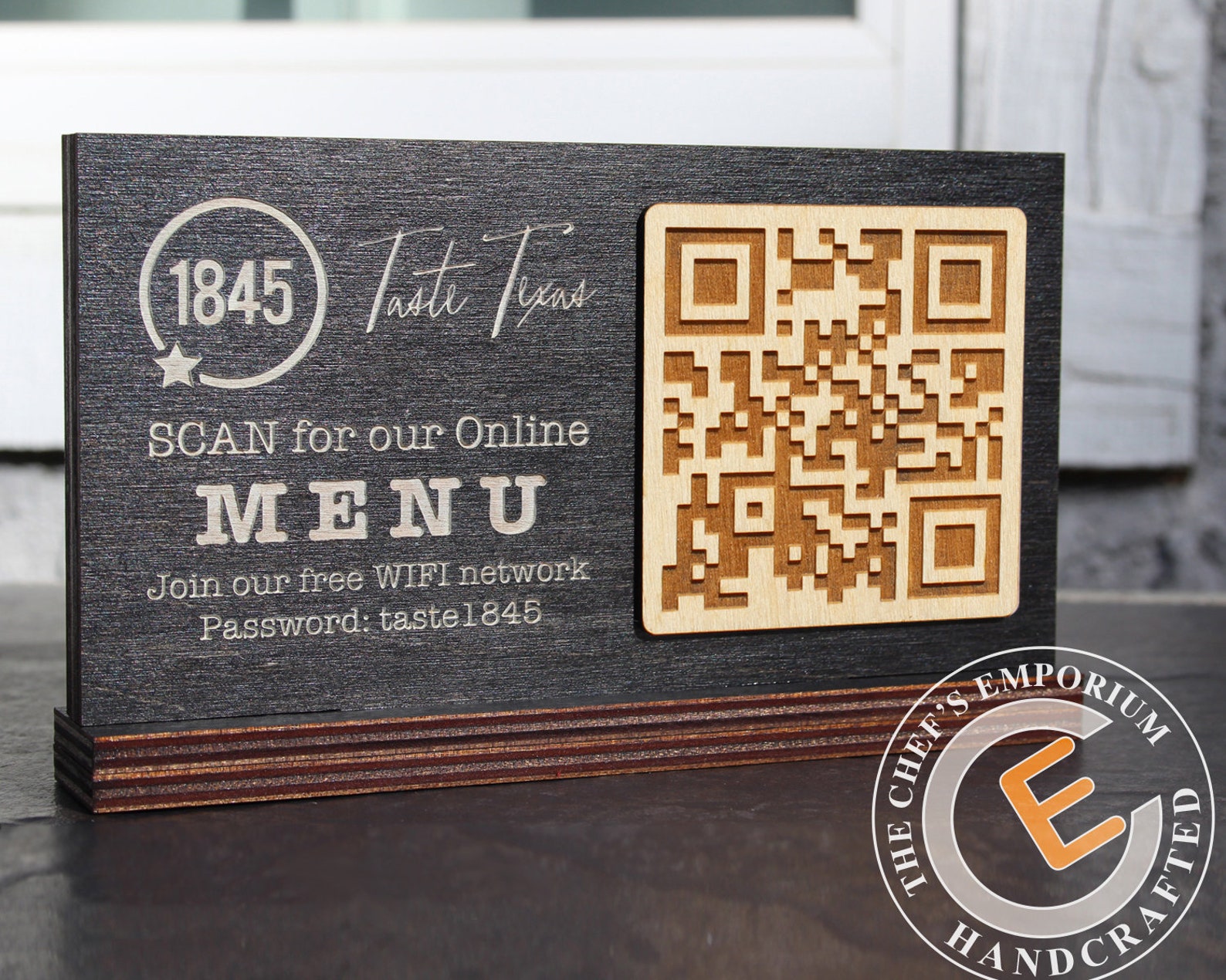QR Code SIGN Tabletop QR Code Scan for Menu in Black Stained - Etsy