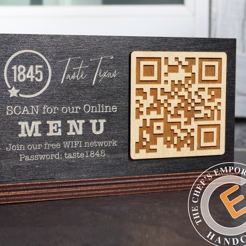 Table Sign QR Code SCAN for MENU Custom Engraved Wooden - Etsy