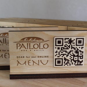 Scan for Menu - Tabletop QR Code in Birch | Custom Engraved Wooden ...