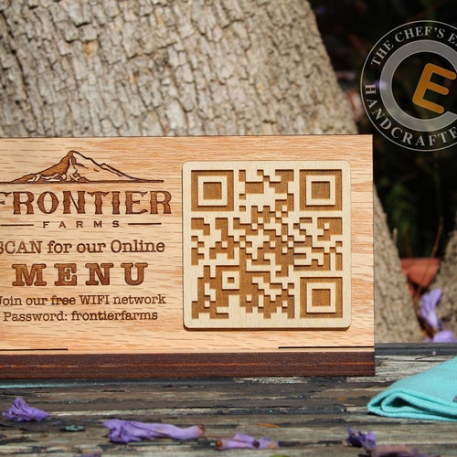 Table Sign QR Code SCAN for MENU Custom Engraved Wooden - Etsy
