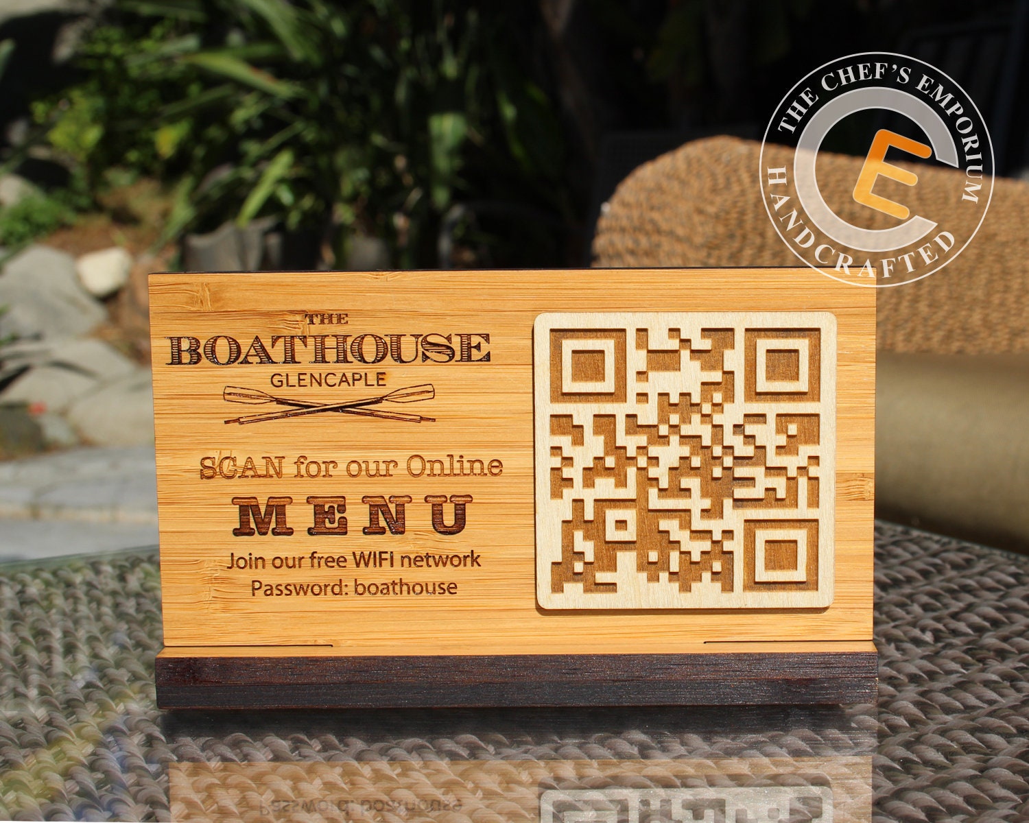 Tabletop QR Code Scan for MENU in Oak Custom Engraved Wooden - Etsy