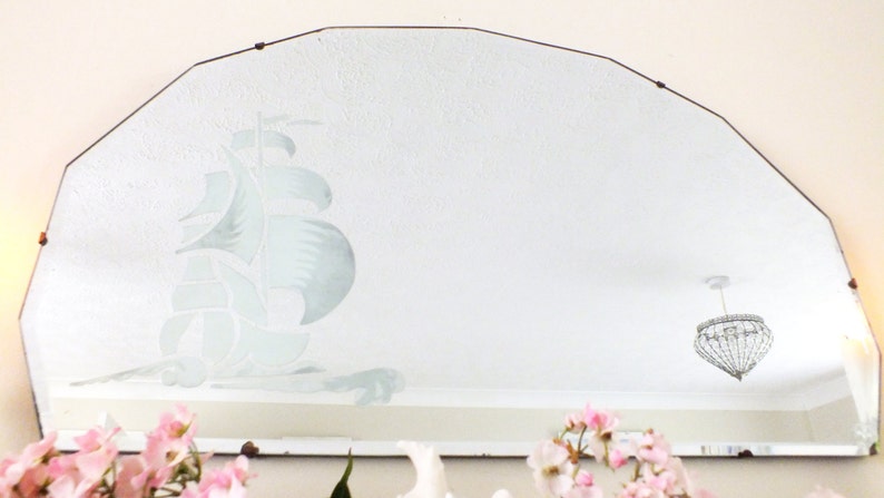 Nautical Antique Mirror Vintage Mirror Etched Mirror Sailing | Etsy