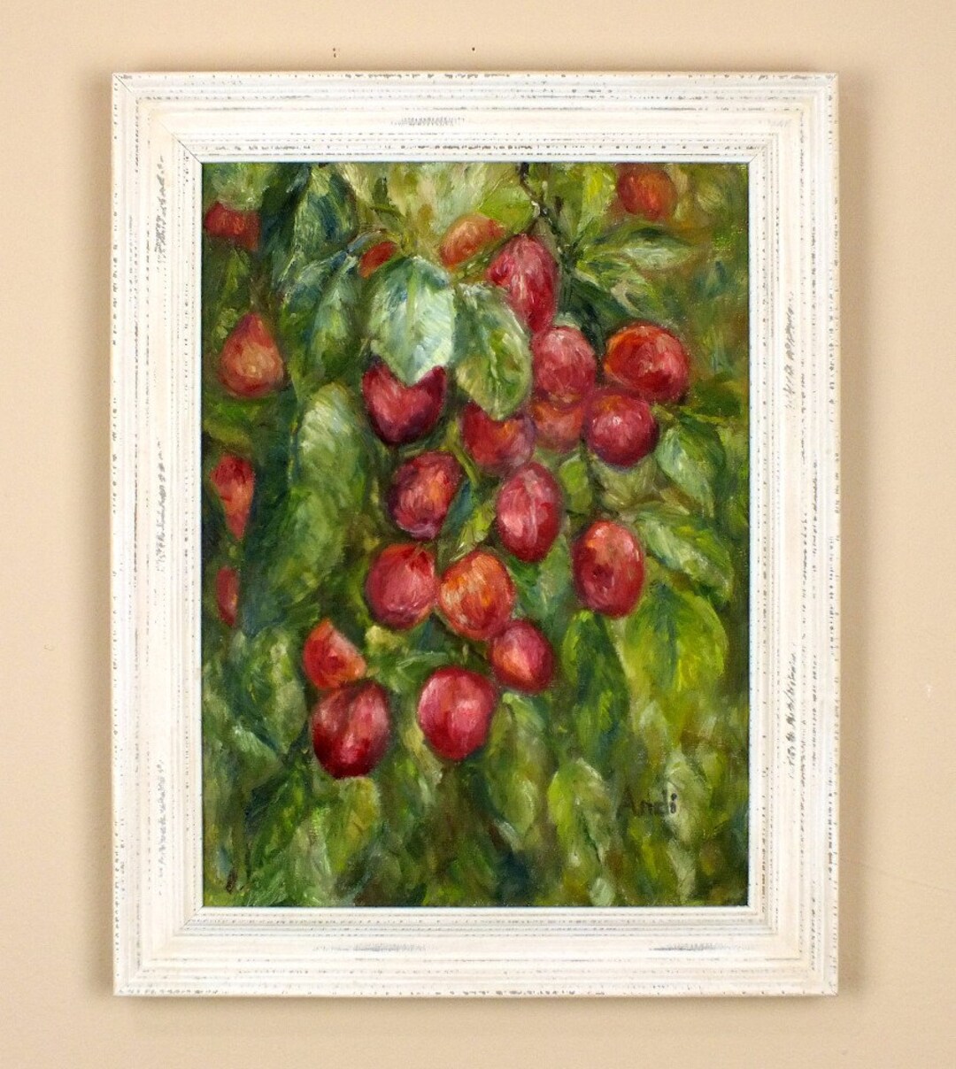 Original Oil Painting Victoria Plums Oil Painting Fruit Oil Painting ...