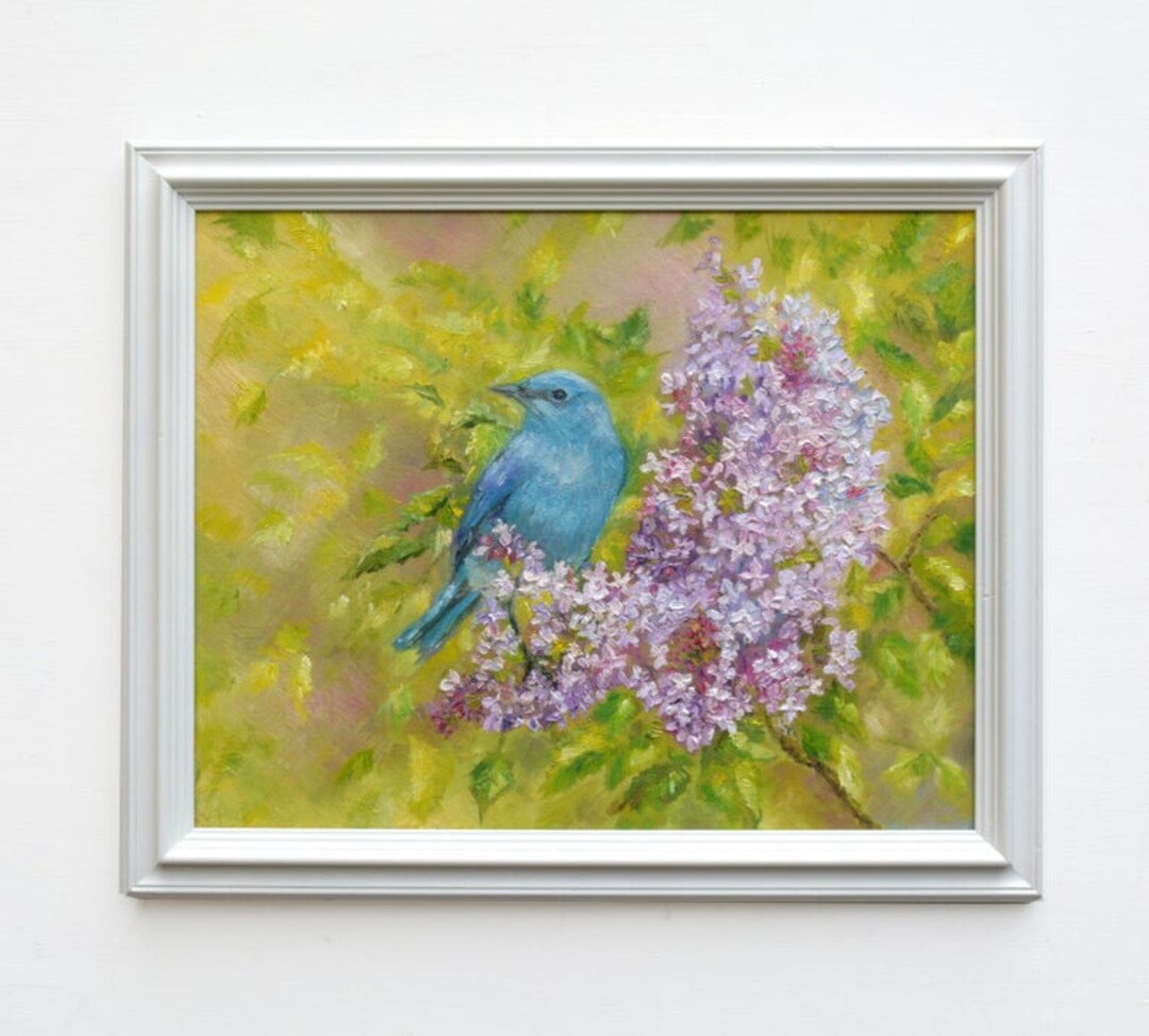 Mountain Bluebird Painting Original Oil Painting Signed Framed Wildlife ...