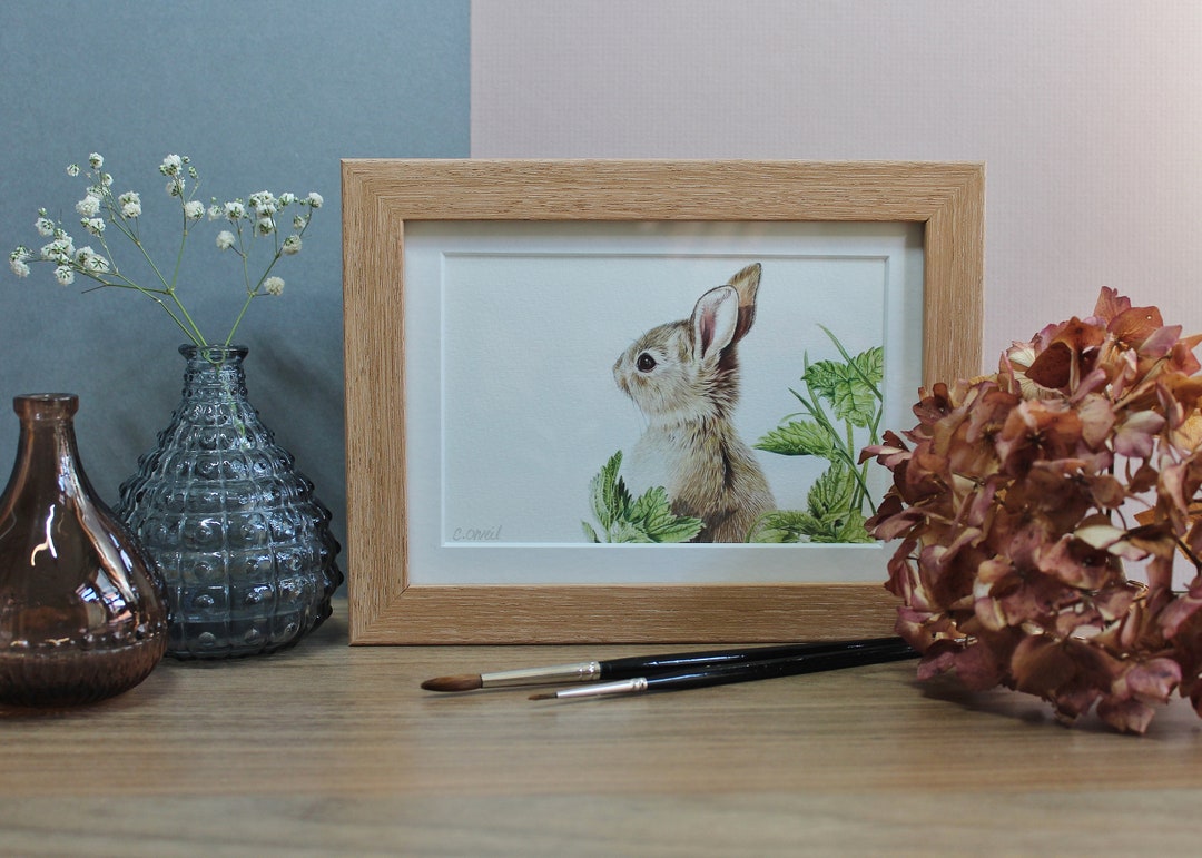 Rabbit Coloured Pencil Drawing Framed Rabbit Giclee Print Animal ...