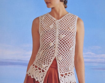 Vintage crochet pattern crocheted top cover up summer top size | Etsy