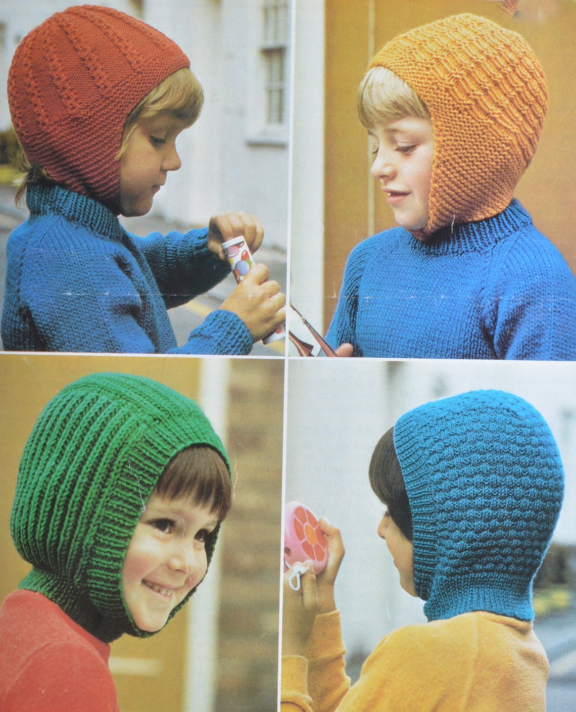 PDF Kids Hat Pattern Four Hats Helmet Hat Vintage Knitting - Etsy