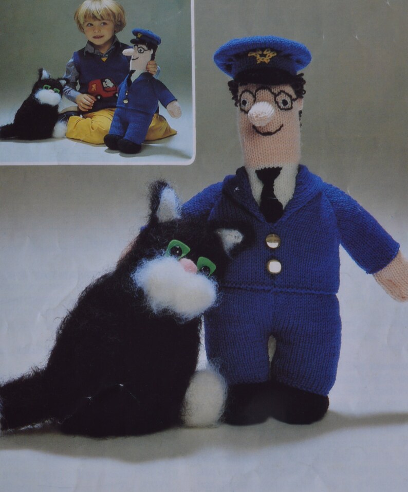 PDF Knitted Postman Pat and His Cat Pattern Vintage Knitting Pattern ...