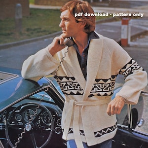 Vintage Knitting Pattern Pdf Download Men's Cardigan Starsky Style ...