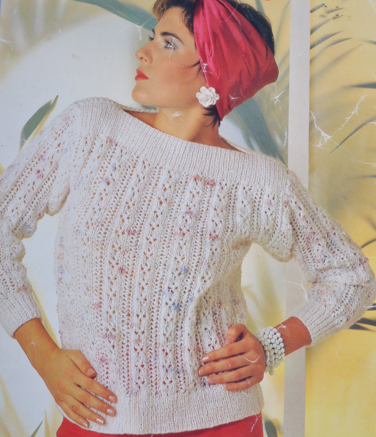 Vintage Knitting Pattern Lacy Rib Slash Neck Sweater Lady's Pdf INSTANT ...