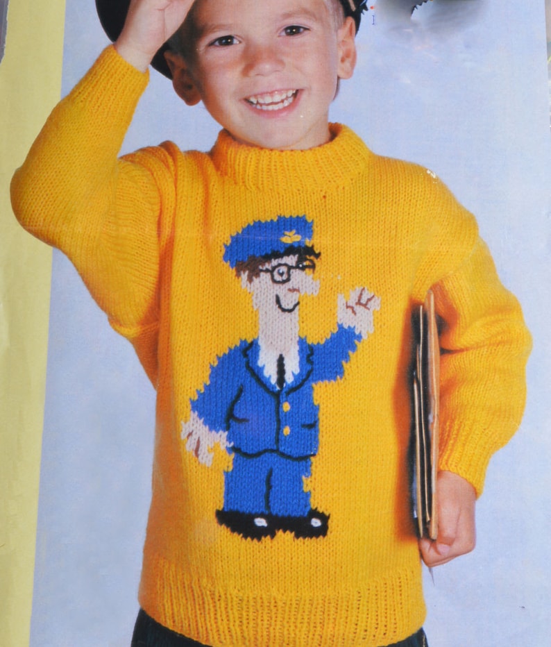 PDF Kids Postman Pat Jumper Sweater Vintage Knitting Pattern Pdf ...