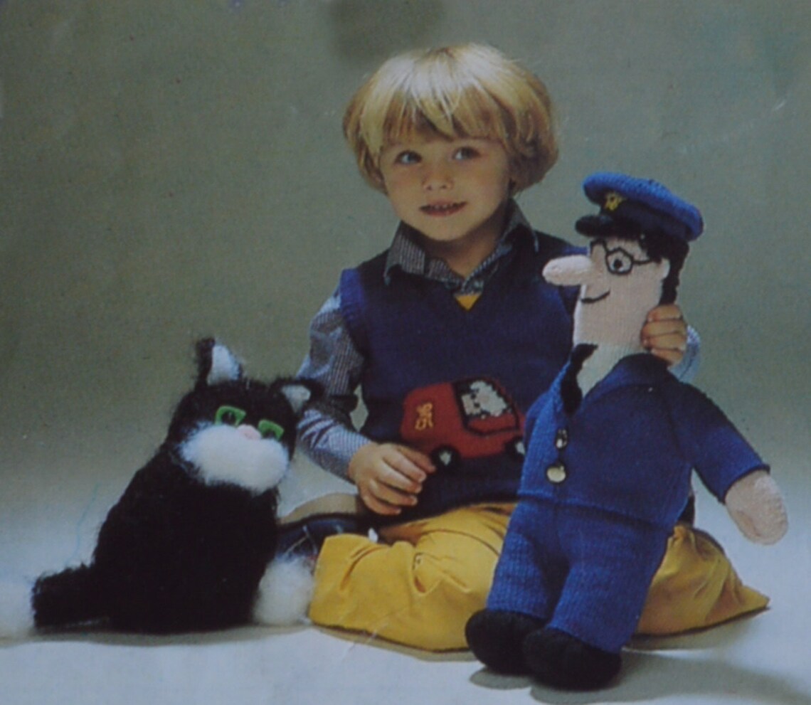PDF Knitted Postman Pat and His Cat Pattern Vintage Knitting Pattern ...