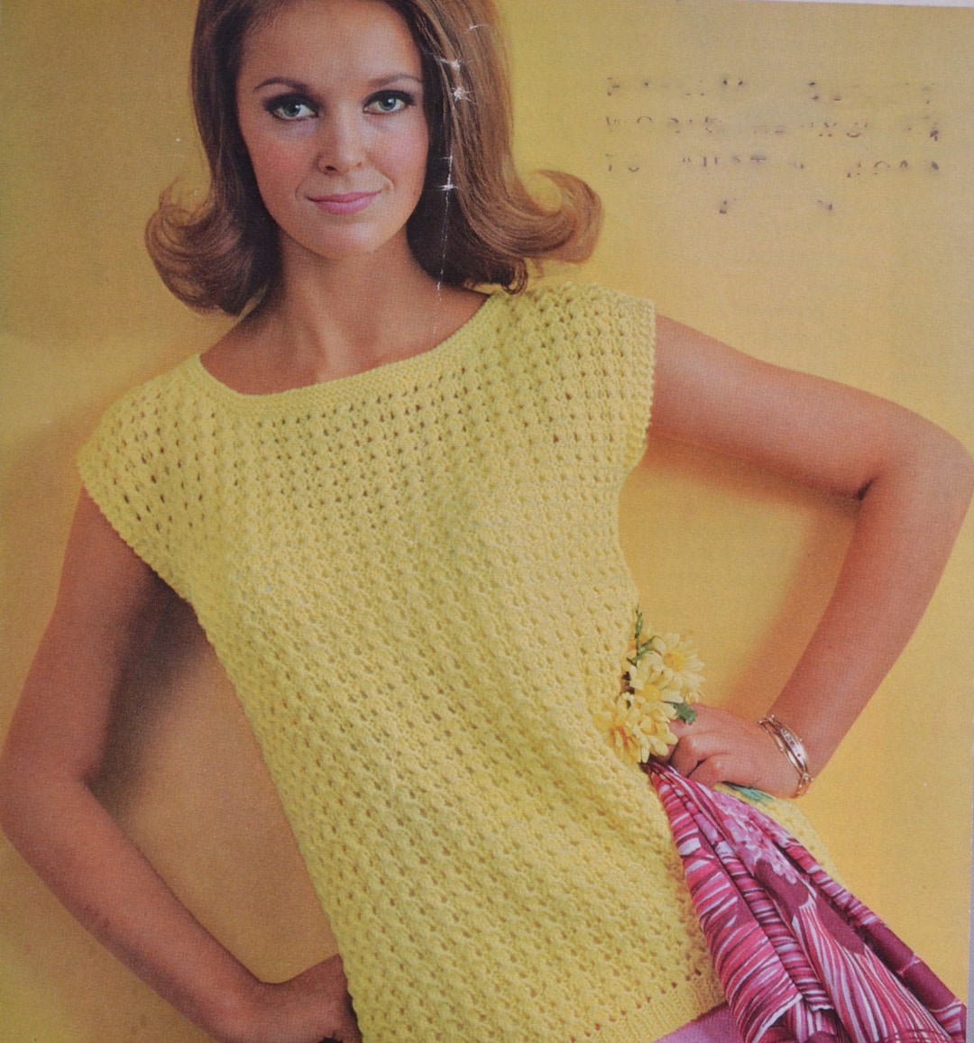 Vintage Knitting Pattern Blouse Top Short Sleeve Top Summer Top INSTANT ...