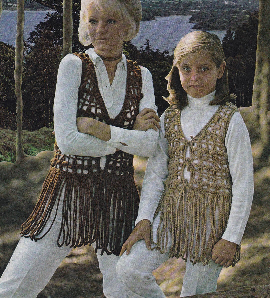 Vintage Crochet PDF Pattern Fringed Crocheted Vest Sleeveless Cardigan ...