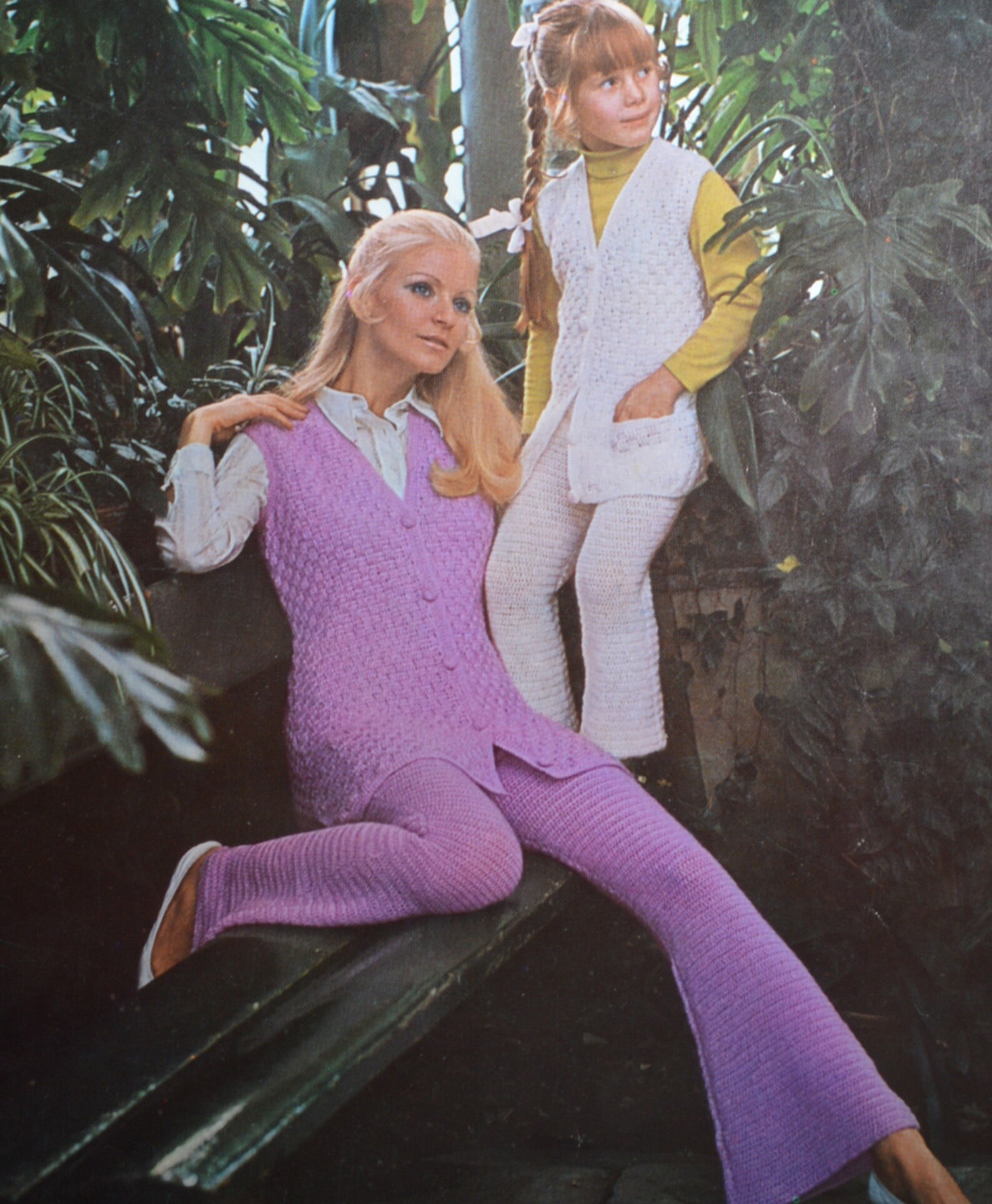 Womens Crochet Trouser Suit Vintage Crochet Pattern Trouser Suit Flared ...