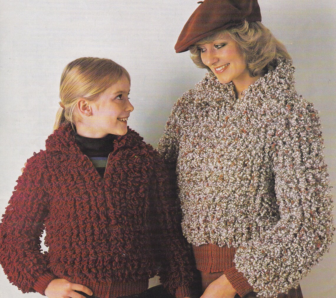 PDF Loopy Mother Daughter Jacket Vintage Knitting Pattern - Etsy UK
