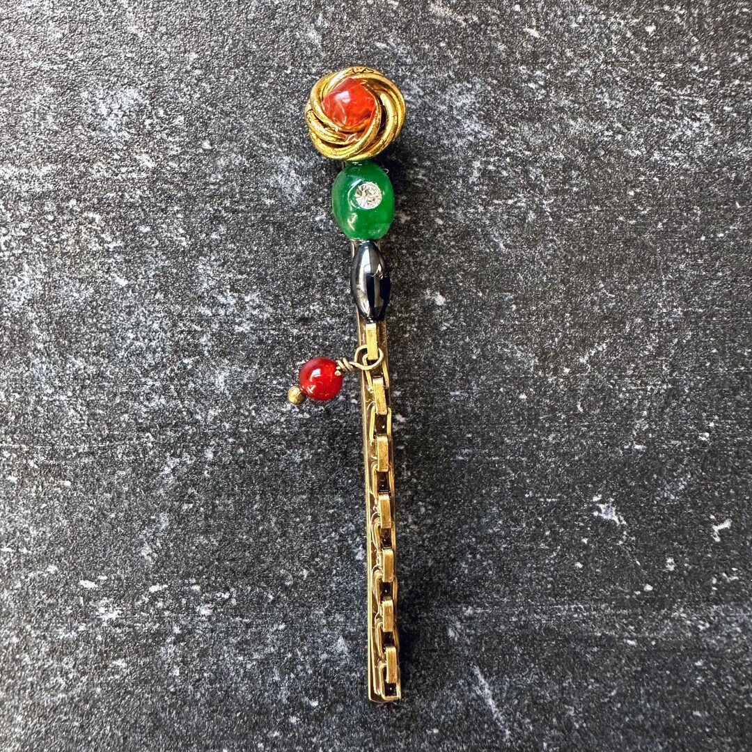 Antique Vintage German Glass Mod Brass Chain Knot Bobby Pin - Etsy