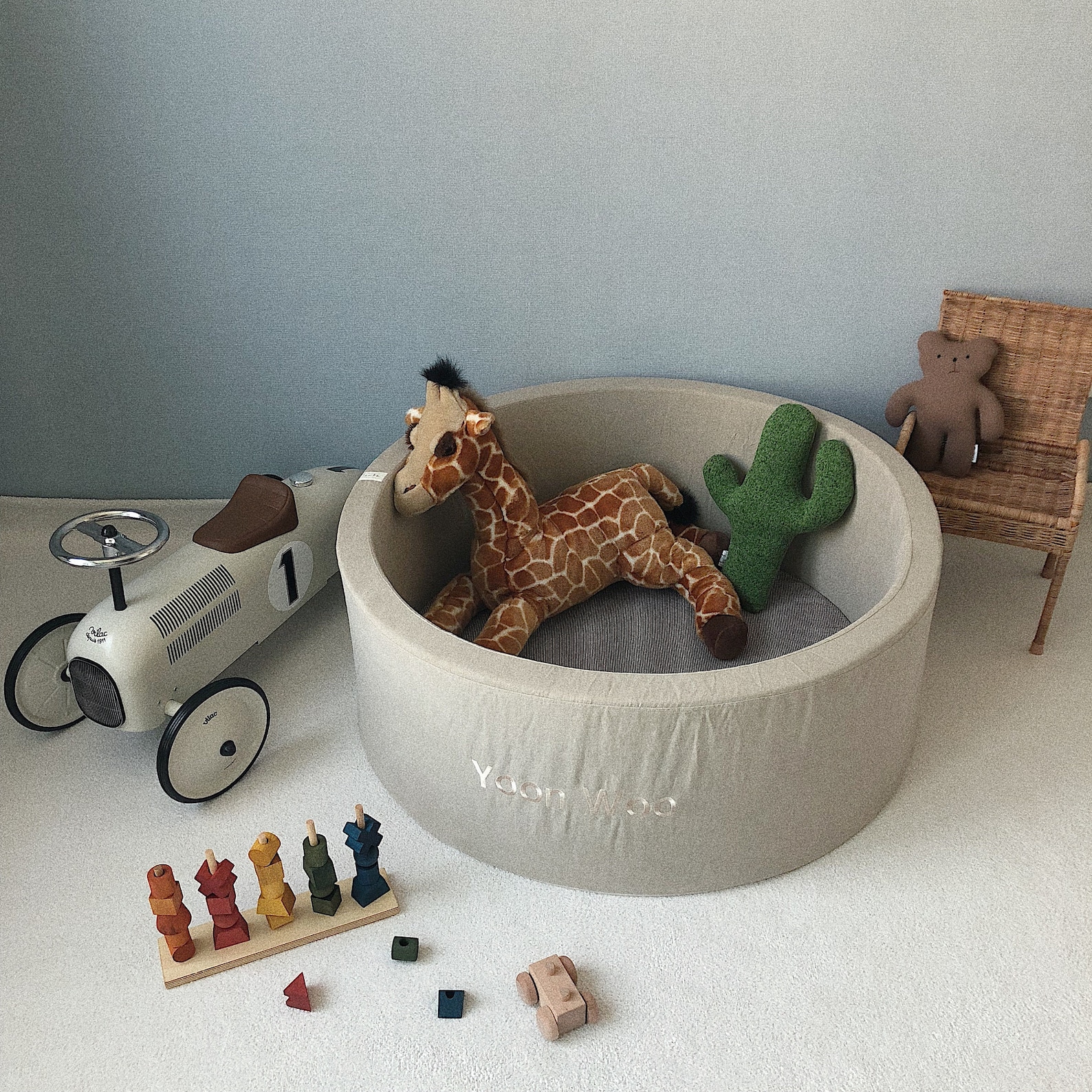 SOABE Modern Beige Fabric Ball Pit Ball Pit Floor Pouf - Etsy