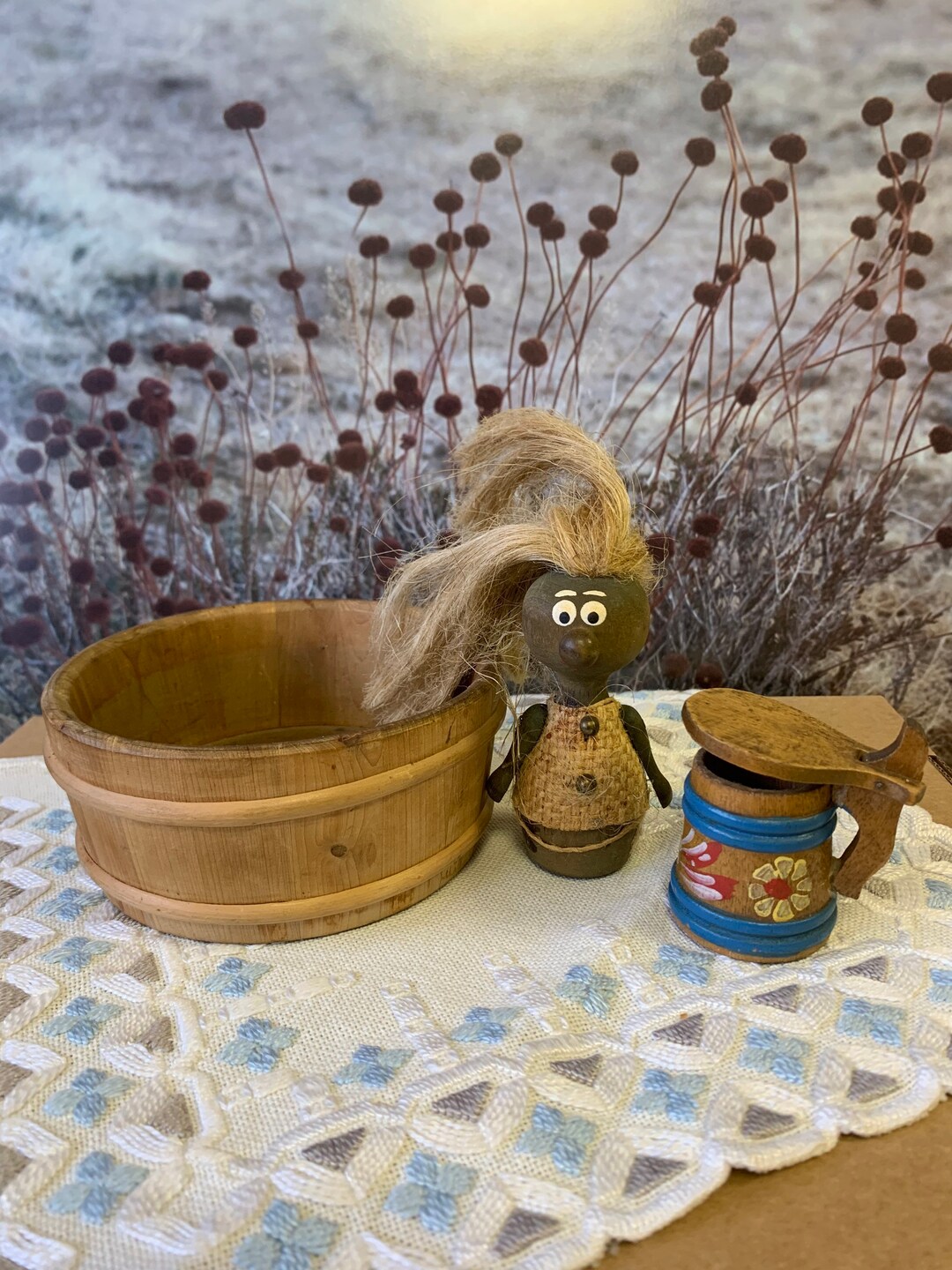 Funny Swedish Troll Girl Taking a Bath Set Textile Doily - Etsy