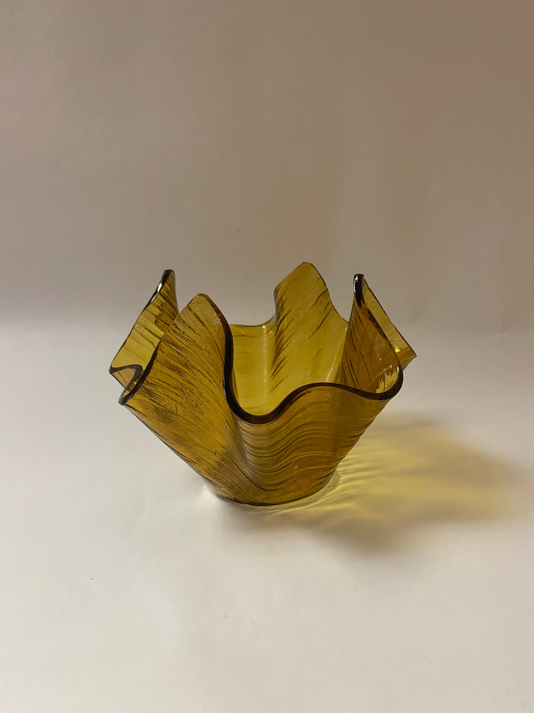 Vintage Finnish Muurla Ruffled Rim Amber Glass Finland Art - Etsy