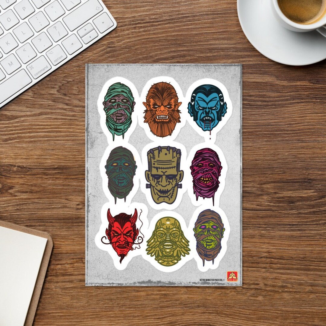 Retro Monsters Sticker Pack | Universal Monsters Decals | Horror ...