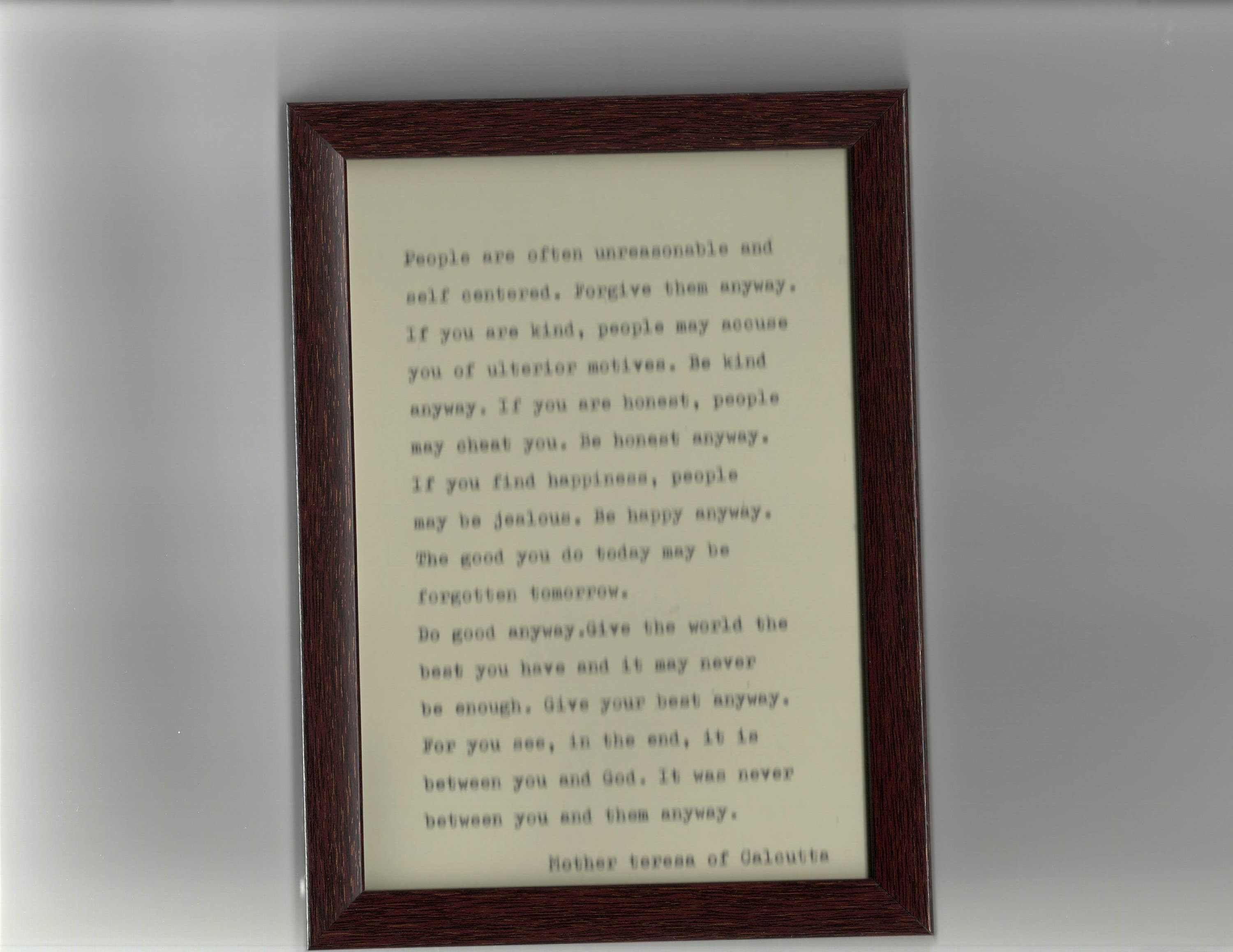 Mother Teresa of Calcutta Framed5x7"vintage Inspirational Quote DO IT ...