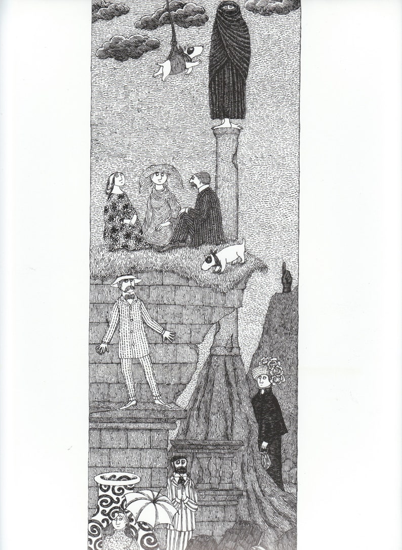 Edward Gorey Poster Strange Outing With Dogs Vintage Edward Gorey ...