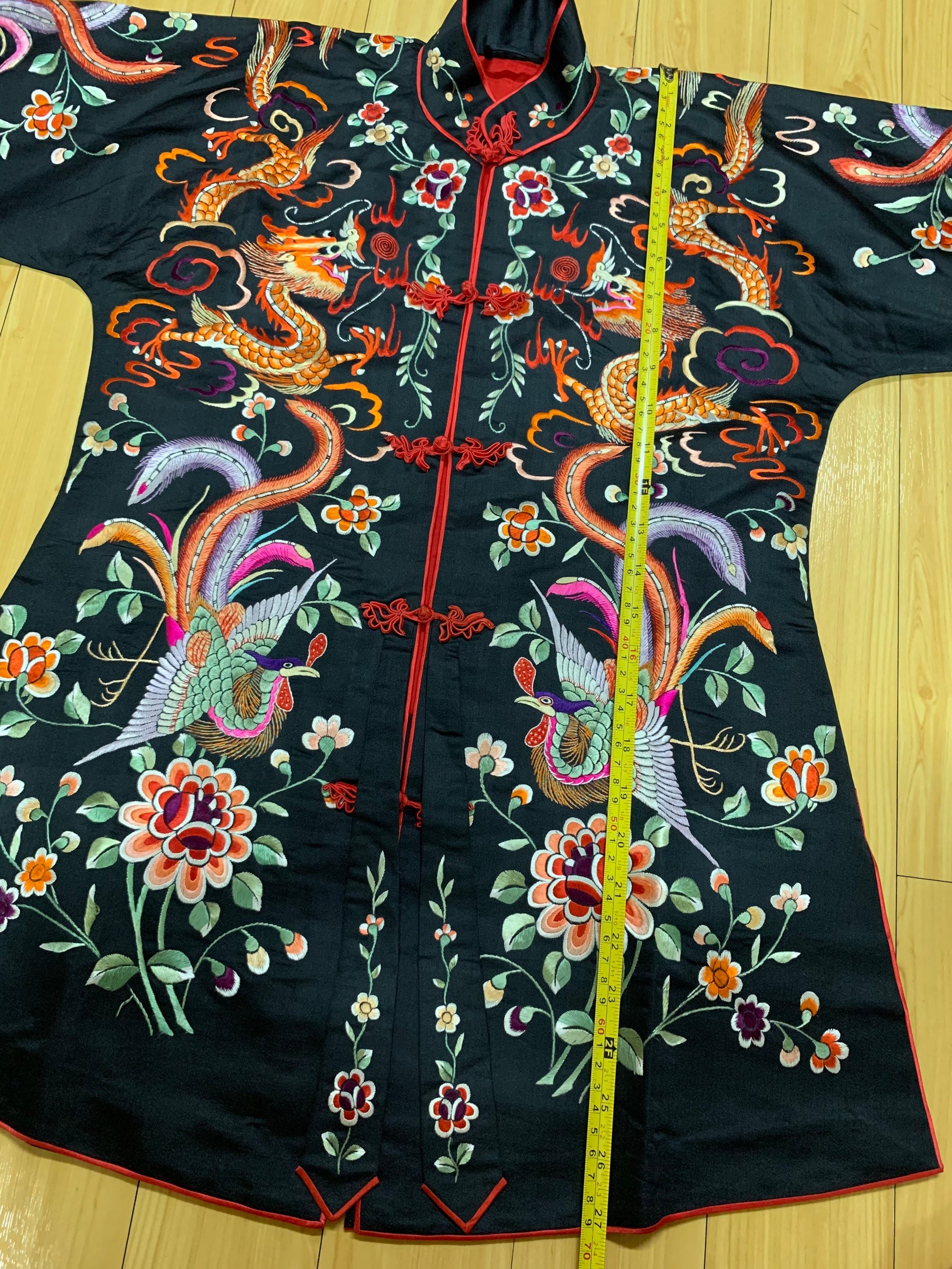 Vintage Chinese Hand Embroidered Jacket, Dragon Embroidery Robe Blouse ...