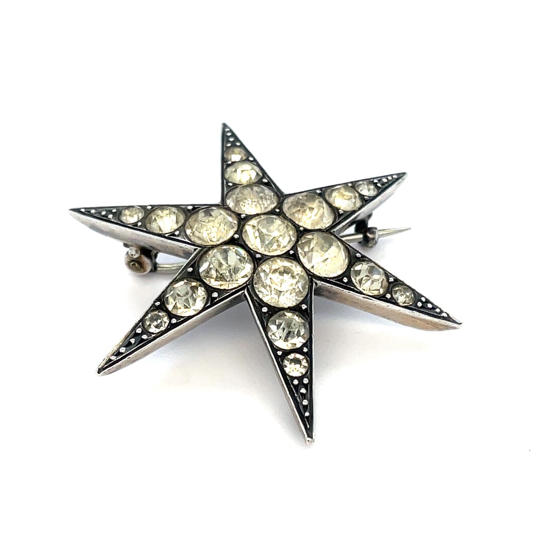 Antique Silver Paste Star Brooch - Etsy