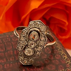 Art Deco Old Cut Panel Ring 18 Karat Gold - Etsy