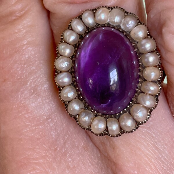 Amethyst Pearl Ring - Etsy