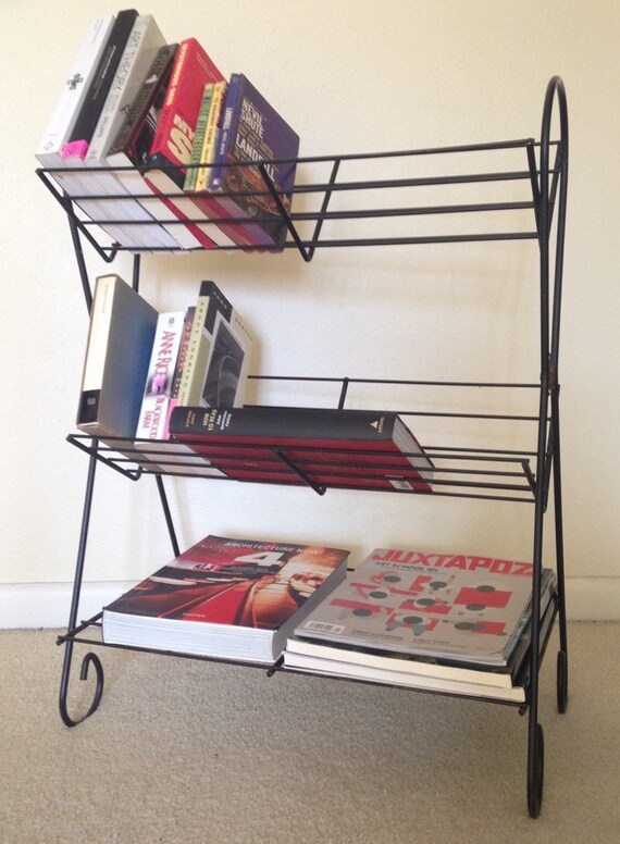 Atomic Starburst Detailed Wire Bookshelf Record Rack Storage | Etsy