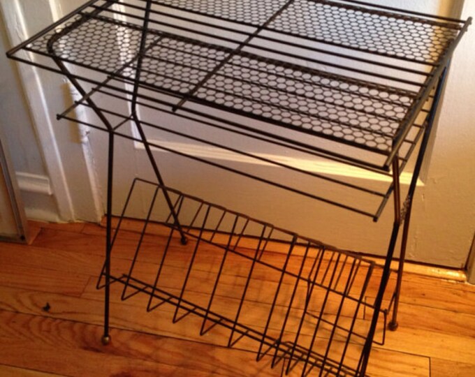 Mid Century Wire Record Stand and Shelf MCM Mad Men Eames Era Atomic ...