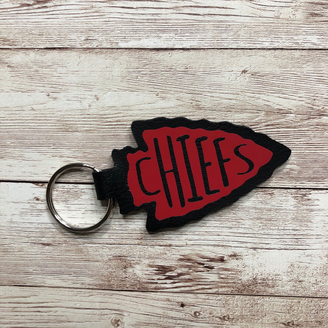 Kansas City Chiefs Arrowhead Faux Leather Keychain Black - Etsy