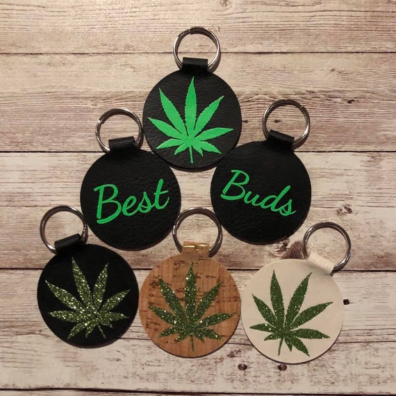 Best Buds Pot Leaf Weed Faux Leather Keychain | Etsy