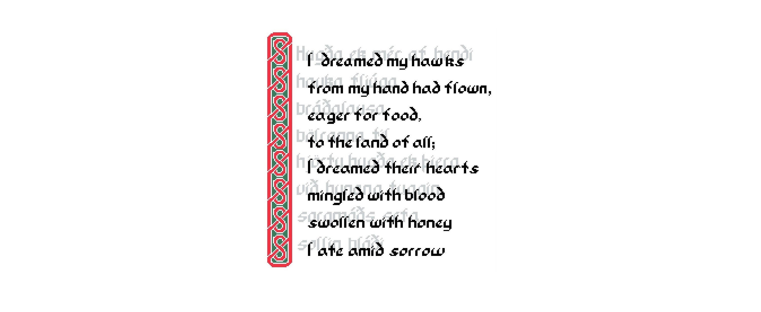 Skaldic Poem Norse Saga Fragment Cross Stitch Pattern - Etsy