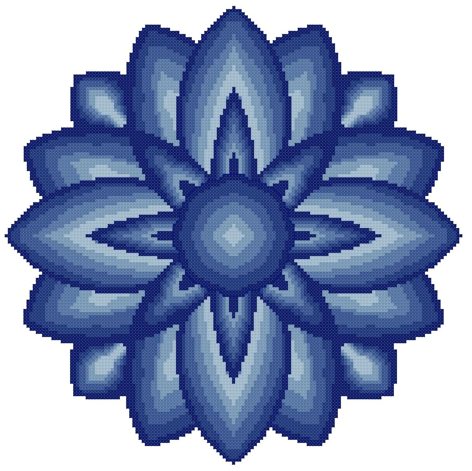 Circular Lotus Cross Stitch Pattern three Colour Variations - Etsy