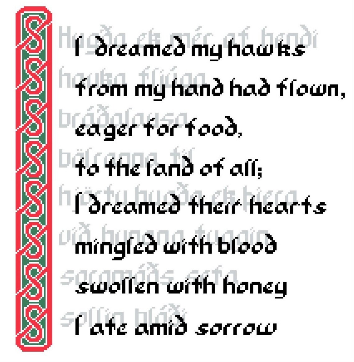 Skaldic Poem Norse Saga Fragment Cross Stitch Pattern | Etsy