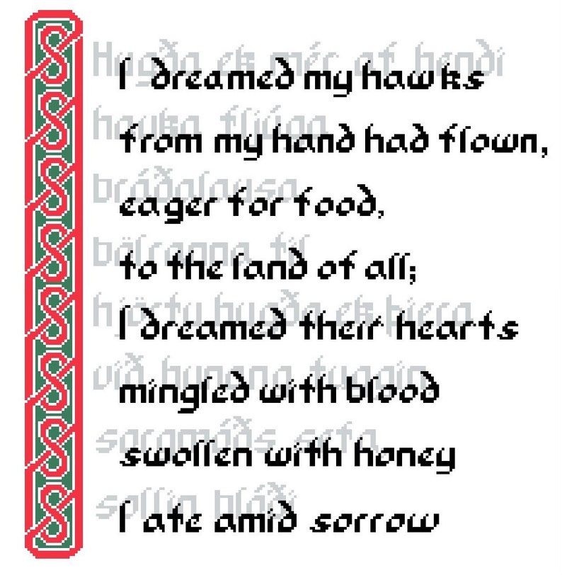 Skaldic Poem Norse Saga Fragment Cross Stitch Pattern - Etsy