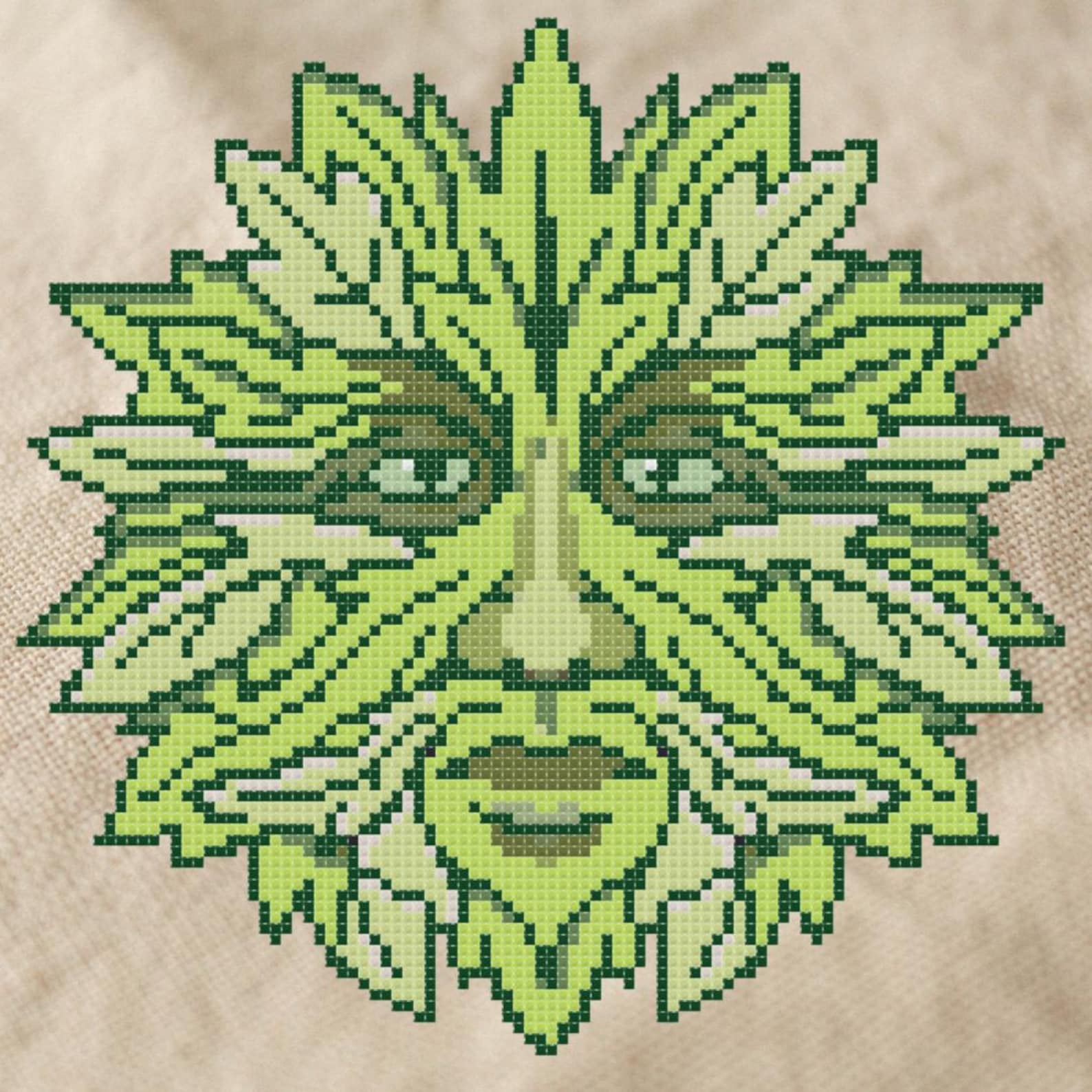 Green Man Cross Stitch Pattern - Etsy UK